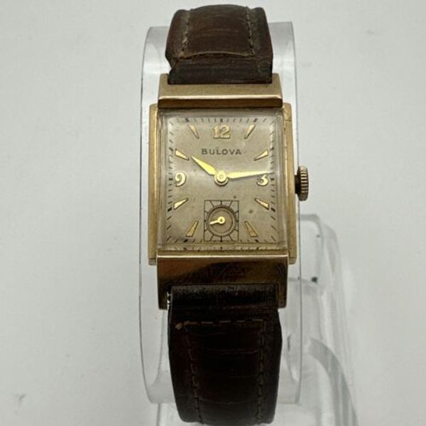 Vintage Bulova 1948 21J Cal 8AE Mens 10k Gold Filled Wrist Watch RUNS ...