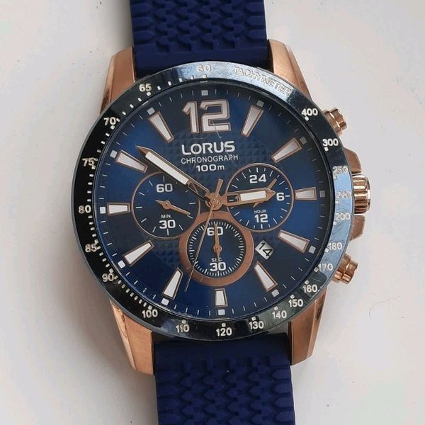 Lorus by Seiko Chronograph Watch Blue Dial, Rose Gold Case VD53-X214 ...