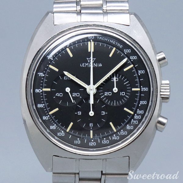 [LEMANIA] 3 register chronograph / black dial / with genuine OMEGA ...