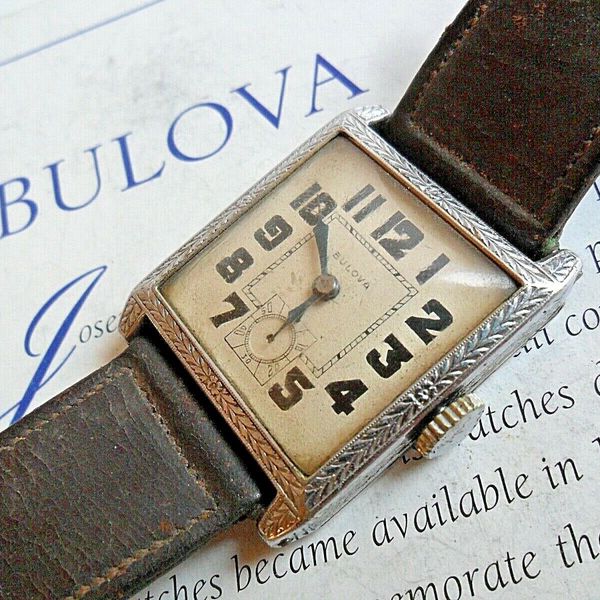 Hinged Case Vintage 1930's Men's Bulova Tank 14k G/F 15 Jewel Cal. 10W ...
