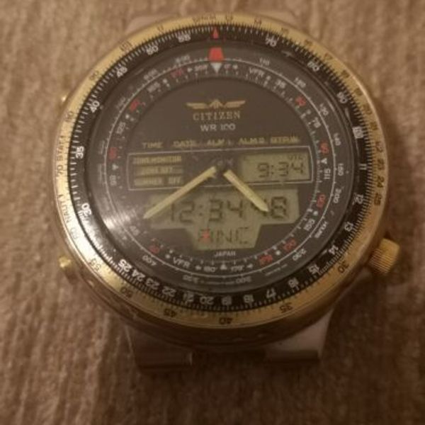 Rare Vintage Citizen C080-088506 Wingman? World Timer Ana/Digital Men's ...