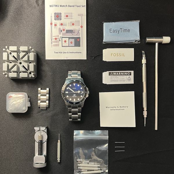 Fossil FS5952 Men's Blue Dive Series Silver-Tone Stainless Steel ...