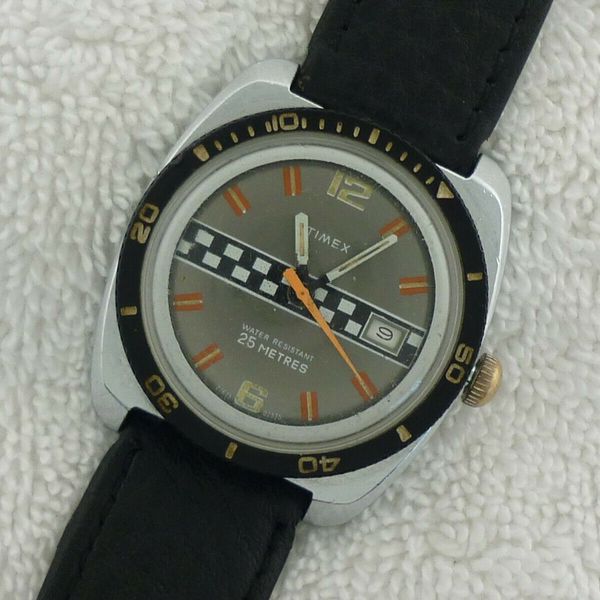 VINTAGE TIMEX F1 LE MANS RACING DIAL 25 METRES METERS DIVER BEZEL 27675 ...