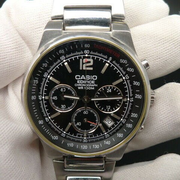 CASIO EDIFICE CHRONOGRAPH DATE STAINLESS STEEL (2711) EF-500 QUARTZ MEN ...
