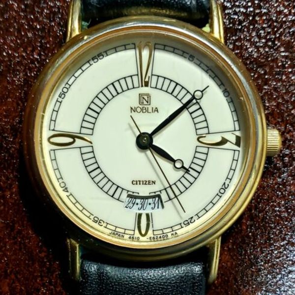 Citizen Noblia Calendar Watch GN-4-S Leather Strap. New battery & Box ...
