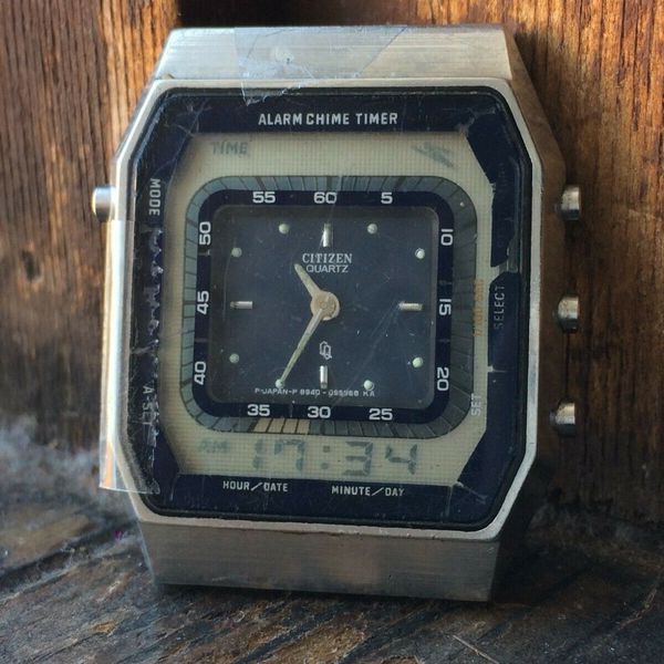 AUTHENTIC Nice Vintage Gents CITIZEN QUARTZ CQ Timetrack 8940,2j Digi ...