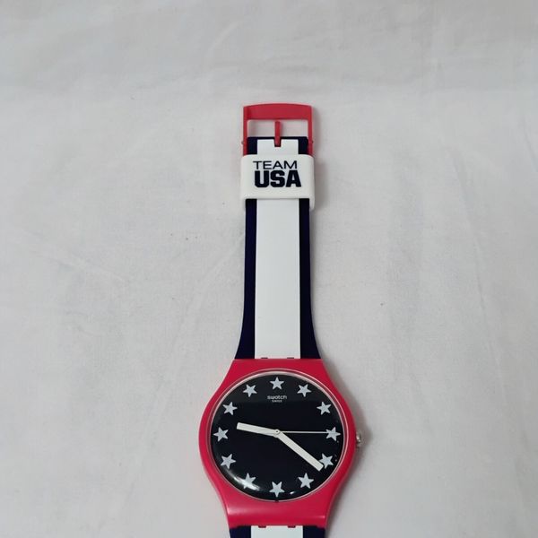 Swatch USA Olympic red white and blue Watch | WatchCharts Marketplace