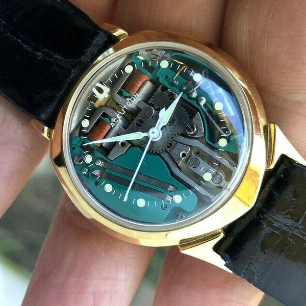 1961 M1 BULOVA ACCUTRON SPACEVIEW ALPHA 214 RARE 14K SOLID GOLD IN BOX ...