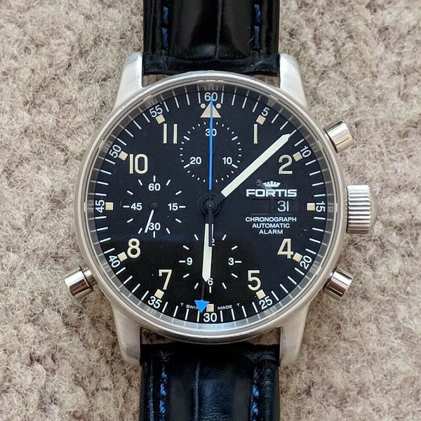 FORTIS Flieger Pilot Chronograph Alarm Watch Solid Platinum Limited to ...