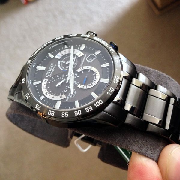 Citizen Eco-Drive Black Perpetual Chrono A-T Watch AT4007-54E MINT MSRP ...