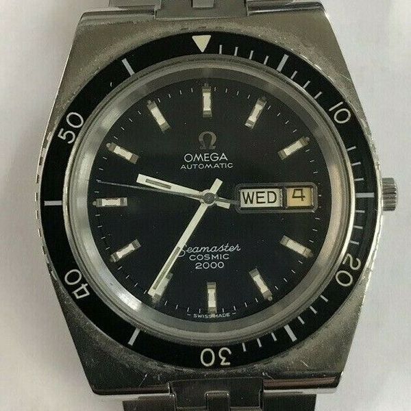 OMEGA SEAMASTER COSMIC 2000 DIVER WATCH,70s,day/date,bi direct bezel ...