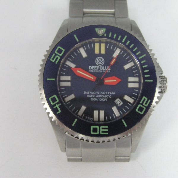 Deep Blue Diver Watch Day Night Pro T 100 300m Blue Dial First Edition ...