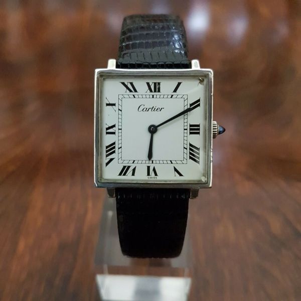 VINTAGE CARTIER TANK 925 STERLING SILVER HAND WINDING MECHANICAL ...