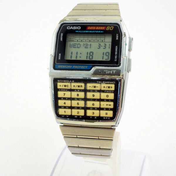 CASIO Vintage Retro Data Bank 80 Telememo Calculator Digital Watch DBC ...