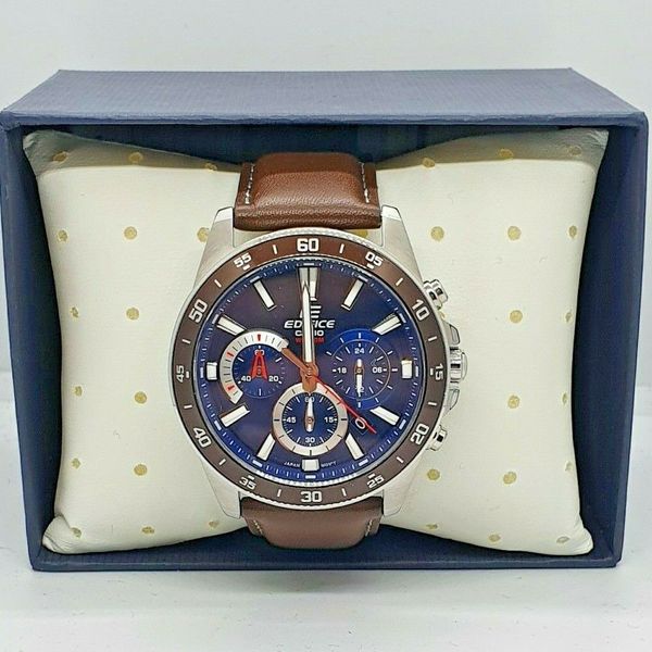 EXCELLENT CONDITION Casio Edifice 5344 Mens Chronograph Brown Strap ...