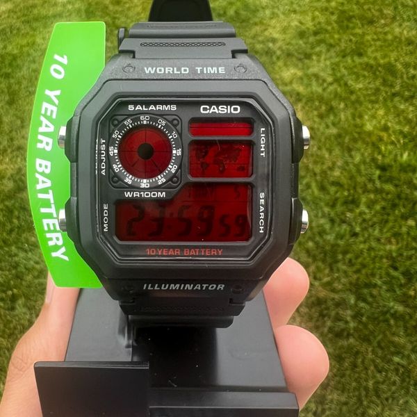 "Crimson" | Casio World Time Illuminator | Royale | AE-1200 | ð ...