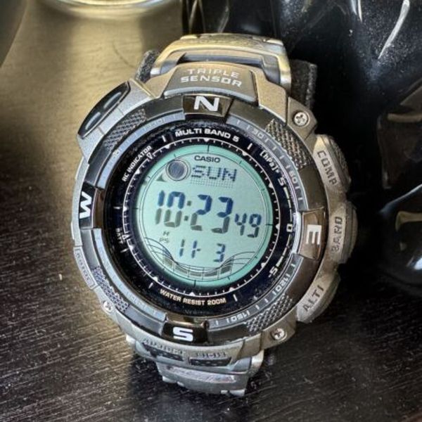 Casio Pathfinder Watch PAW 1500T Titanium Solar Compass Temperature ...