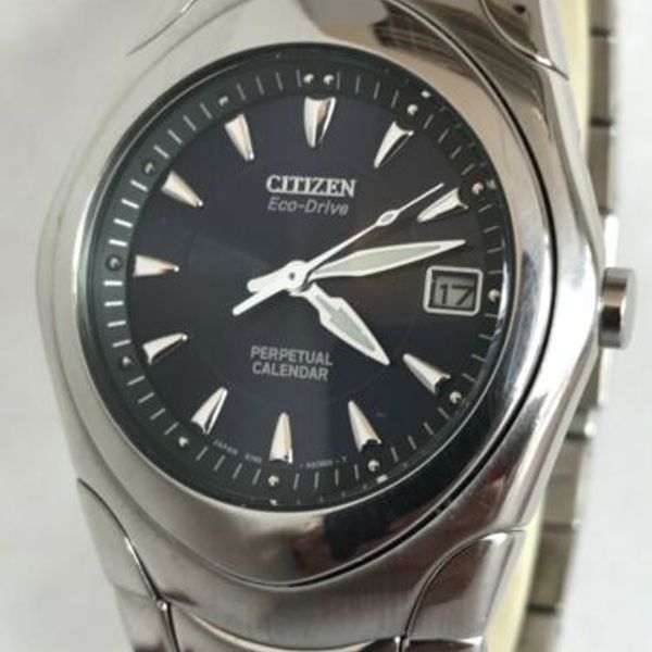 Citizen Men’s Eco-Drive Blue Dial Perpetual Calendar Bracel Watch E760 ...