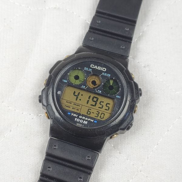 RARE VINTAGE CASIO TRI GRAPH TGW-10 TIMER CHRONOGRAPH MEN'S WATCH NEW ...