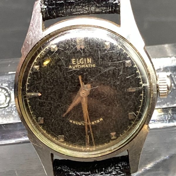 Vintage ELGIN Automatic Shockmaster Men's watch Black Dial, Dura Power ...