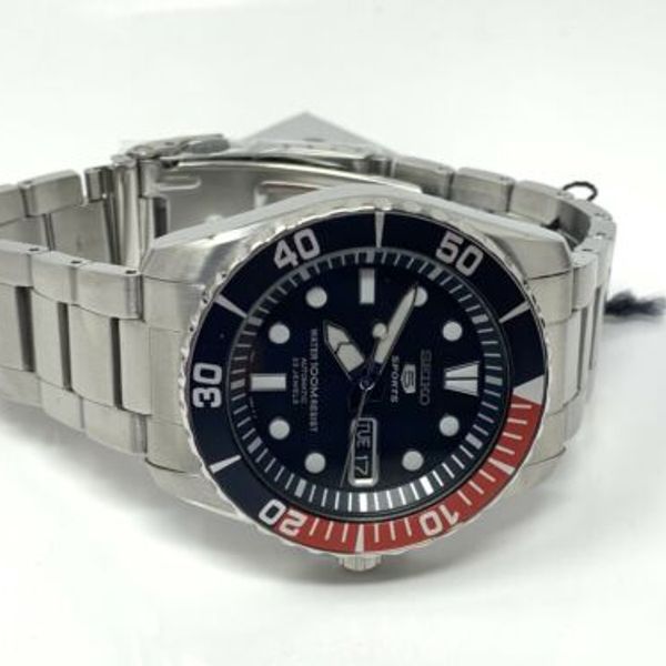 Seiko Men's SNZF15 Seiko 5 Automatic Blue Dial Stainless-Steel Bracelet ...