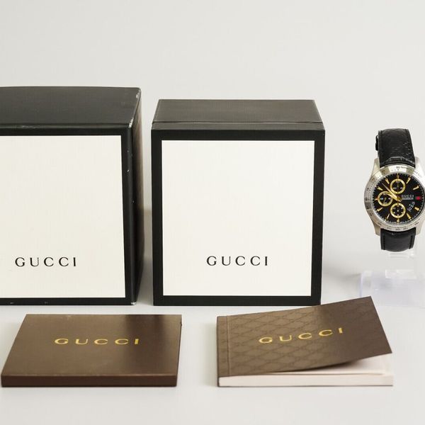 Rare Color **MINT w/Box** GUCCI 126.2 Automatic Chronograph Blue Dial ...