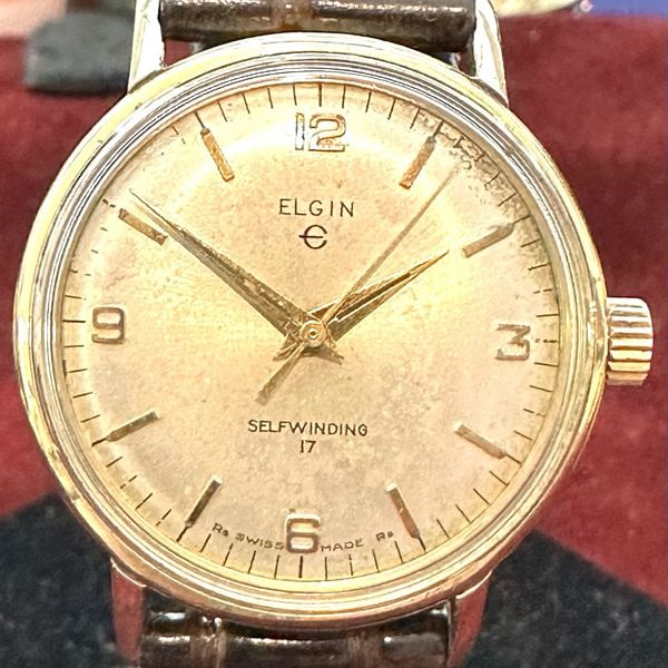 VINTAGE MEN'S ELGIN 848 AUTOMATIC GOLD PLATED WRIST WATCH GOOD RUNNING ...