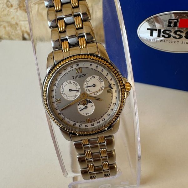 TISSOT BALLADE CASABLANCA TRIPLE DATE TWO TONED MOONPHASE WATCH W/BOX ...