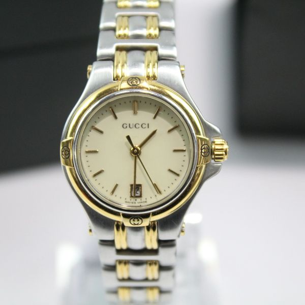 Vintage Gucci 9040L Two Tone Steel Dress Watch Quartz Working ...