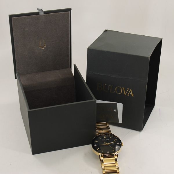 Bulova 3-Hand Quartz Watch Diamond Dial Edge to Edge Crystal, Model ...