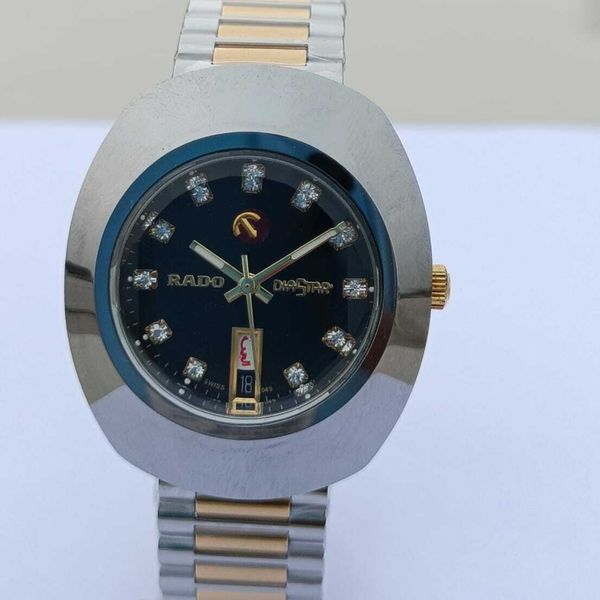 Vintage Rado Diastar Automatic 36mm Men's Wrist Watch White Stone Black ...