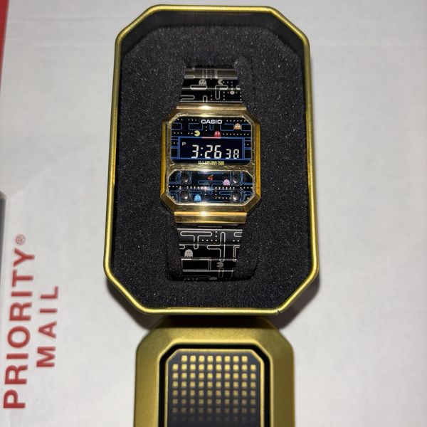 Casio Vintage x PAC-MAN Digital Black/Gold Men's Watch A100WEPC-1B WITH ...