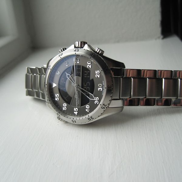 SOLD: Hamilton Flight Timer, ani-digi, grey dial, bracelet | WatchCharts