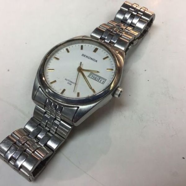 New listingSEKONDA AUTOMATIC WATCH 1104 DAY / DATE MENS SECOND HAND ...
