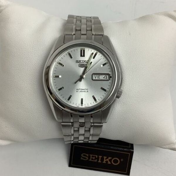 SEIKO 5 SNK355 Men's Automatic Sports White Dial Stainless Steel Watch ...