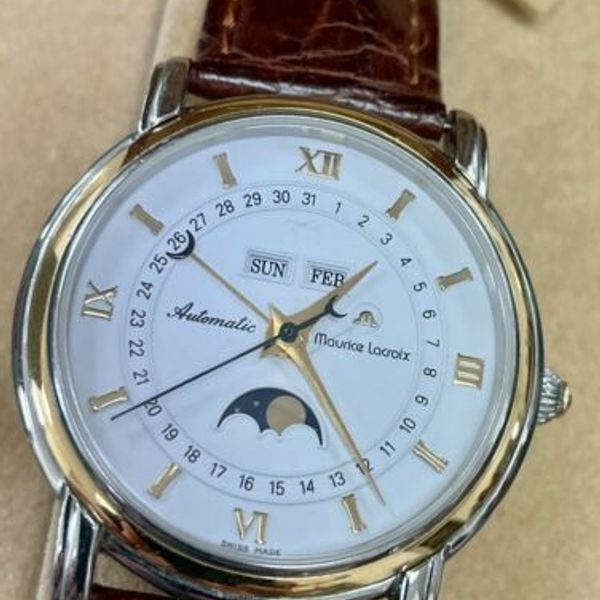 Maurice Lacroix Moon phase date, 18 karat gold bezel stainless steel ...