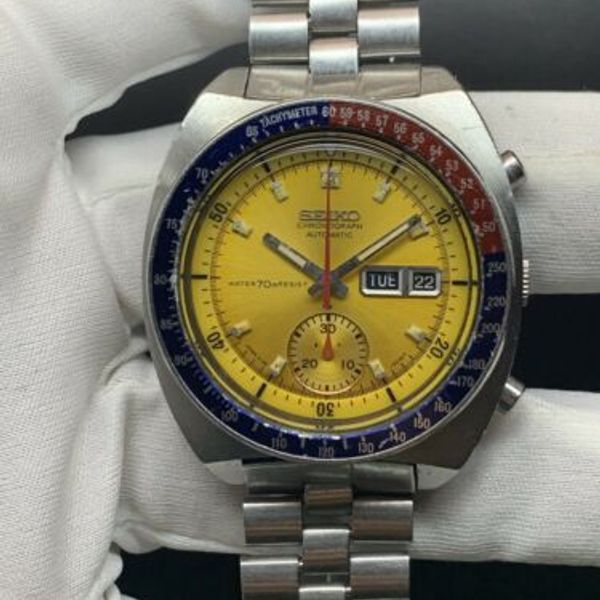 Seiko 6139 6001 Pogue Gold Resist Dial 1971 Stelux Bracelet 100% ...