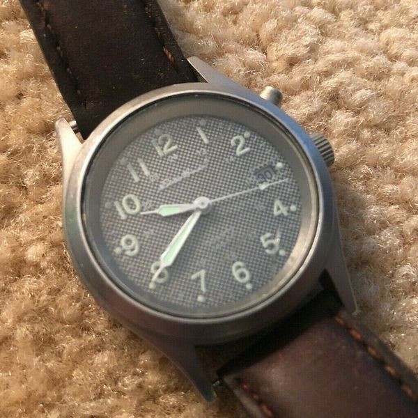 EDDIE BAUER Mens Day Light Up Field Watch w/ Brown Leather Band ...