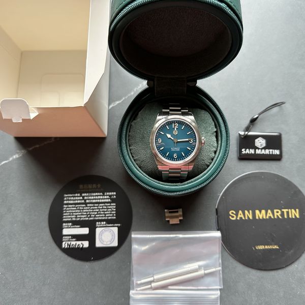 San Martin 38mm SN0107 Ranger Automatic Watch Gradient Blue Dial NH35 ...