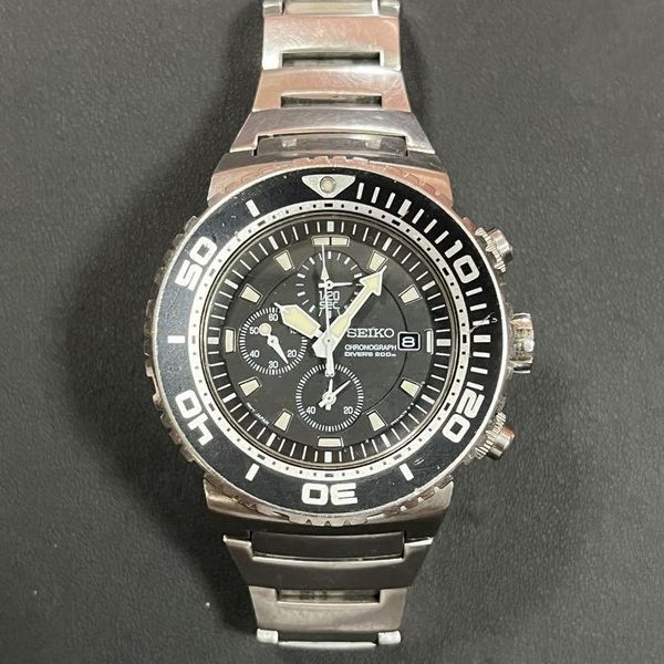 SEIKO Caesar Chronograph Diver's Men Watch Black 200m Stainless Steel ...