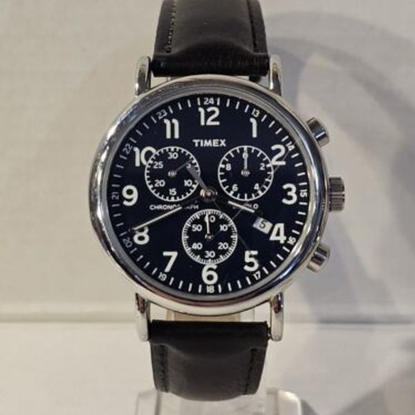 Timex Men Indiglo Weekender Chronograph Blue Dial Date Black Band ...
