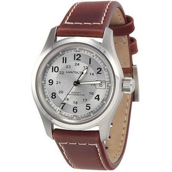 NEW HAMILTON KHAKI FIELD 38MM STAINLESS STEEL SILVER BROWN CALF STRAP ...