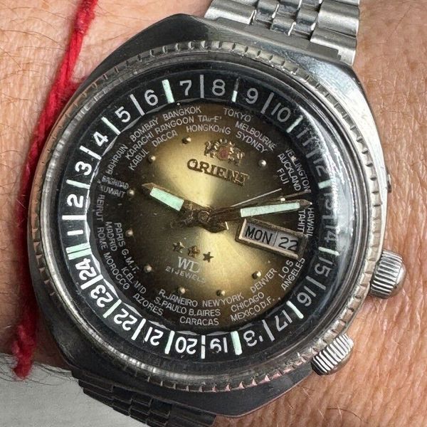 OVERSIZE 1970'S ORIENT WORLD DIVER GMT AUTOMATIC Original Bracelet ...