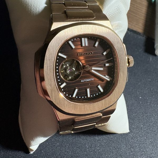 Seiko Mod Nautilus Open Heart Watch | WatchCharts Marketplace