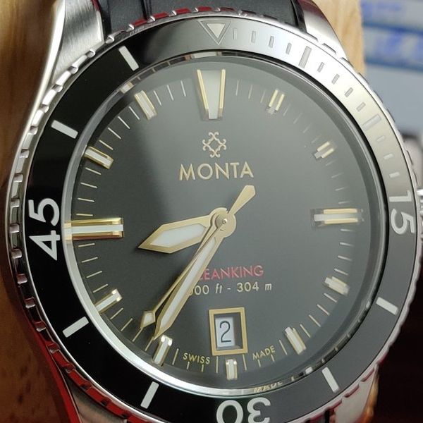 FS - MONTA OCEANKING V. 2 Gilt Dial - FULL SET + OEM RUBBER STRAP ...