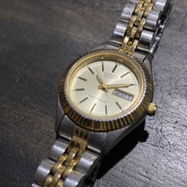Vintage~Ladies Two Tone Citizen Quartz 6000-R00413~Rolex Jubilee Style ...