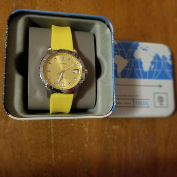 Fossil watch women Yellow with crystals. New! | WatchCharts Marketplace
