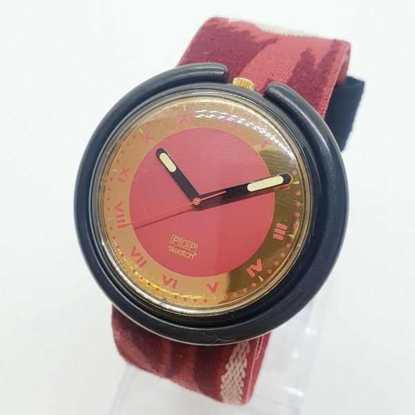 1991 Red and Gold Swiss Made Pop Swatch Watch, Rare Vintage Swatch Pop ...