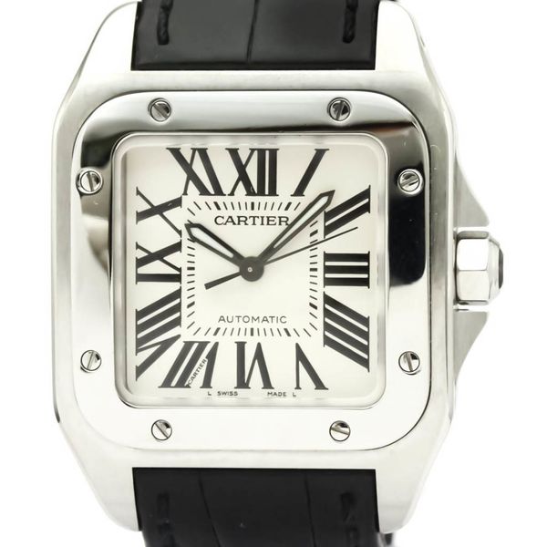 Cartier Santos 100 Stainless Steel Leather Self-winding Unisex Watch ...
