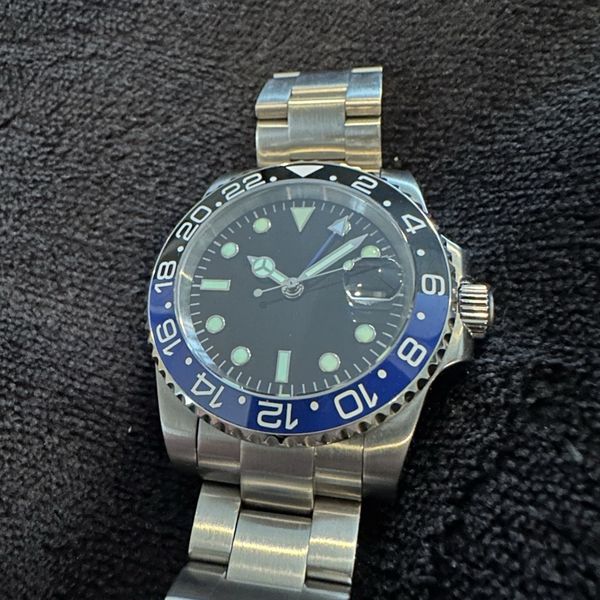 Parnis 40mm Black Dial Sapphire GMT Batman Blue Black Bezel Watch ...